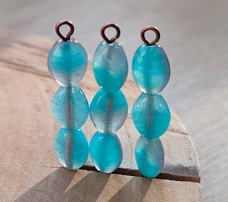 Czech Glass Oval Beads: Turquoise Clear Marble, 9x7mm - Etsy