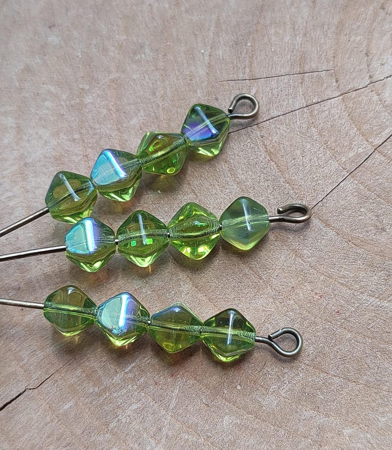 Czech Glass Bicone Beads 6mm, Green Olivine AB Iridescent - Etsy