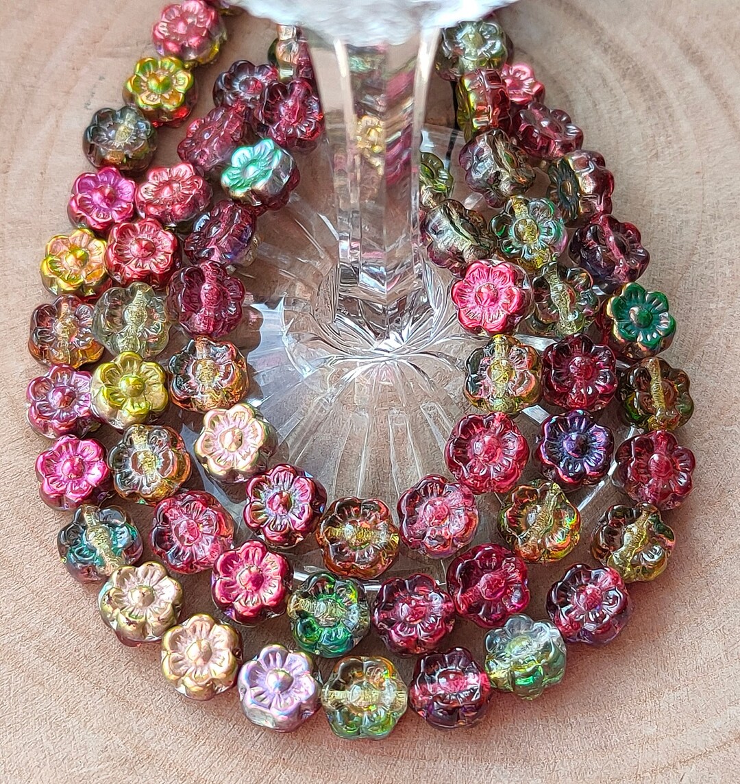 20/50/100 Czech Glass Hawaii Flower Bead, 6 Mm Transparent Opaque Red ...