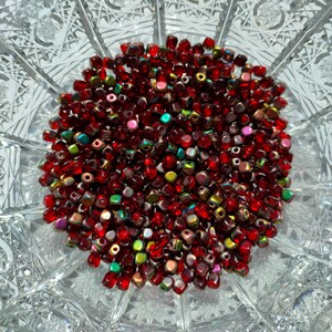 60 Czech Cube Glass Beads, 3,5mm Dark Red Metallic Rainbow AB Polished ...