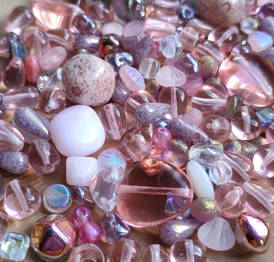 25g/50g/100g Bulk Glass Bead Mix Pink Purple, Bead Soup, Czech Bead Mix ...