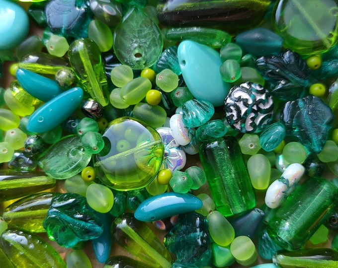 25g/50g/100g Bulk Glass Bead Mix Green, Bead Soup, Czech Bead Mix ...