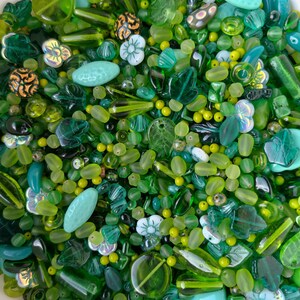25g/50g/100g Bulk Glass Bead Mix Green, Bead Soup, Czech Bead Mix ...