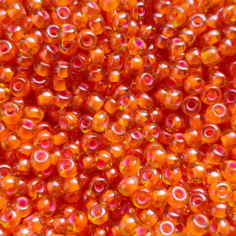 Czech Glass Seed Beads 6/0, Luster Rocailles, Orange Yellow Pink - Etsy UK