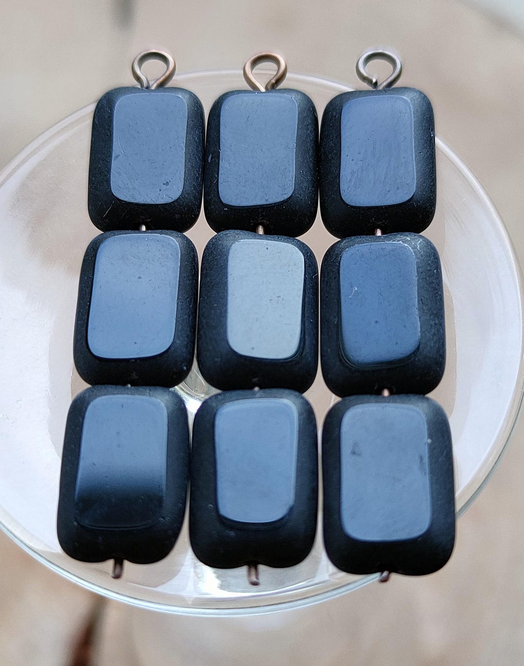 10 Premium Czech Glass Rectangle Beads, 12x8mm Black Beads, Opaque ...