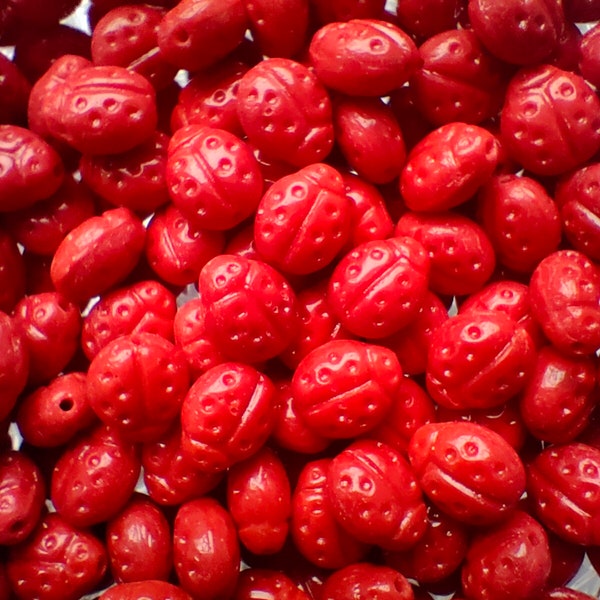 Ladybug Czech Beads - Etsy