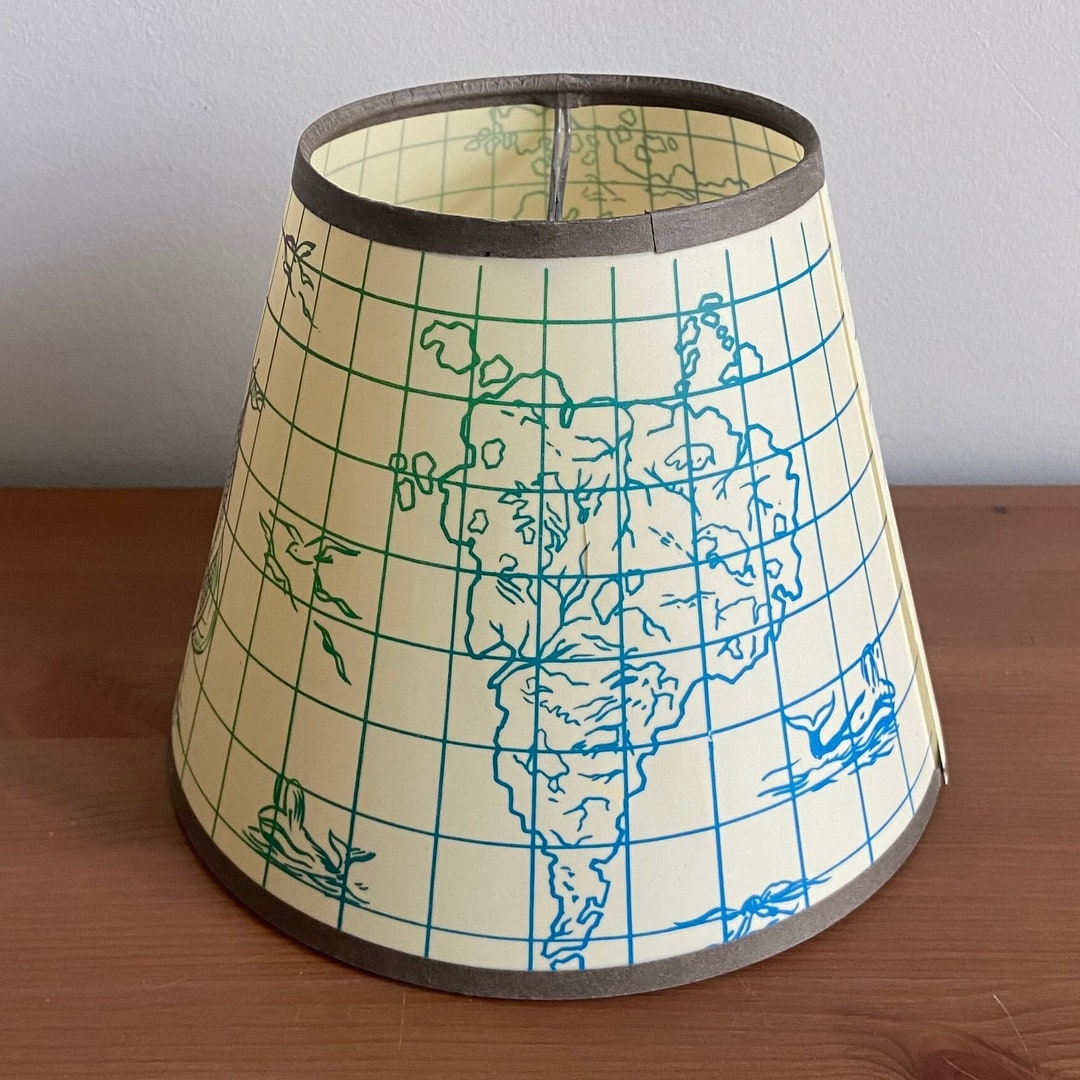 Vintage Sea Map Small Lamp Shade Boat Land and Sea 6.5 Tall X 8 Wide ...
