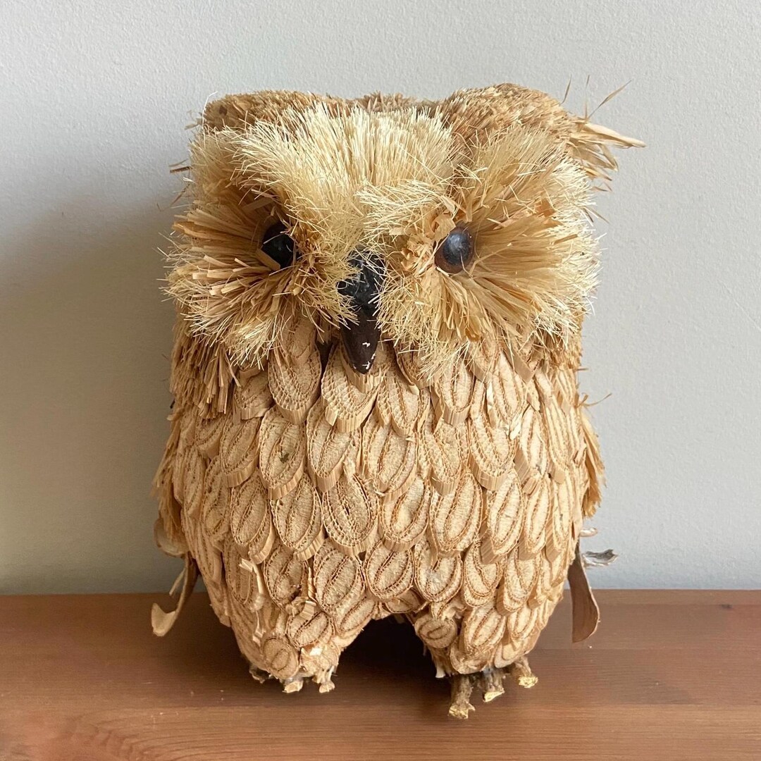 Vintage Harvest Owl - Made From Dried Plants - 8” T X 6” W - Has Some ...