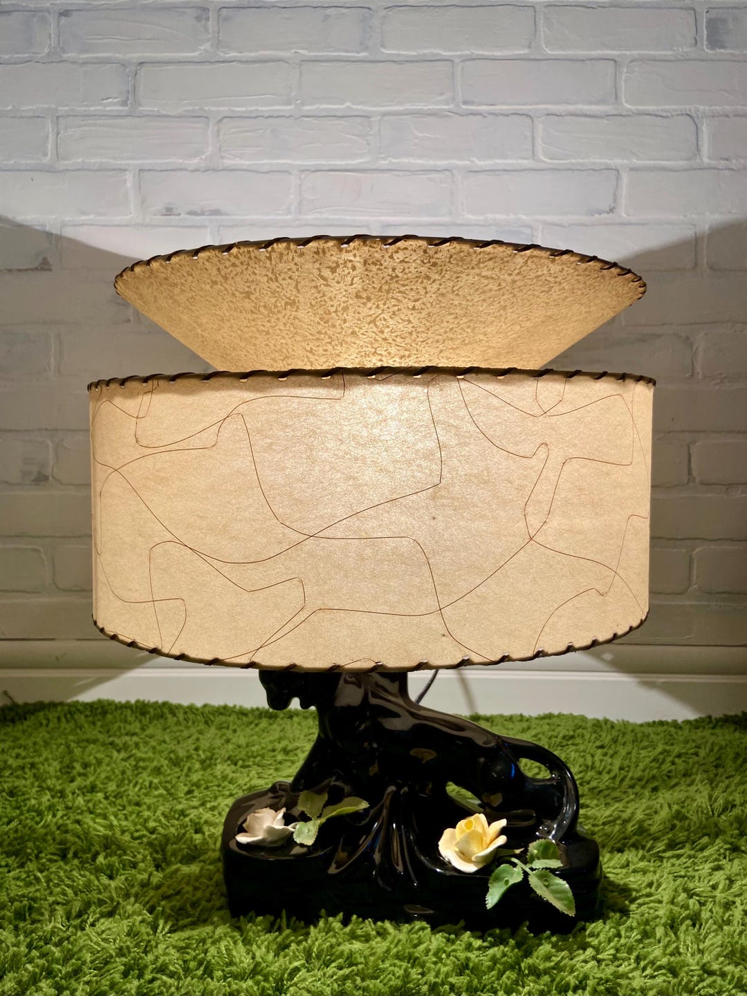 Vintage Mcm 2 Tier Fibreglass Lamp Shade 17 W X 10 T Retro 2 Tier ...