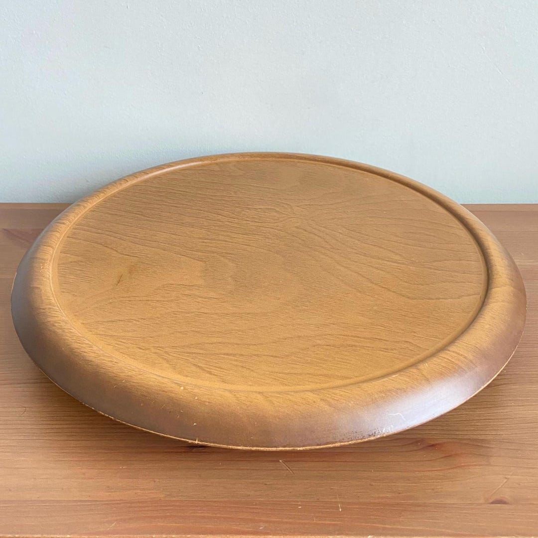 Vintage Wooden Lazy Susan Tray - 14” W X 1.8” T - Retro Kitchen Decor ...