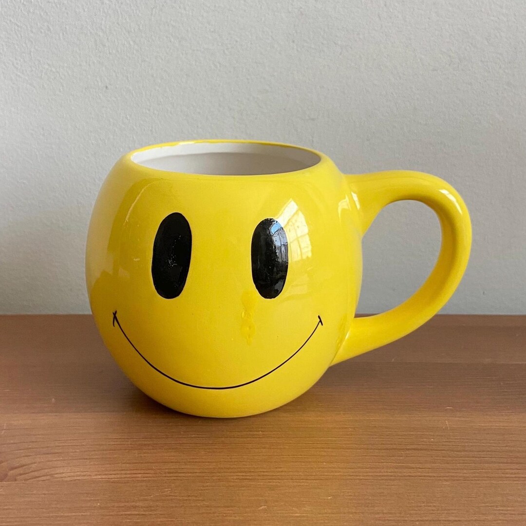 Vintage Smiley Face Mug - 3.5” X 3.5” - Pier 1 Imports - Mid Mod - Etsy