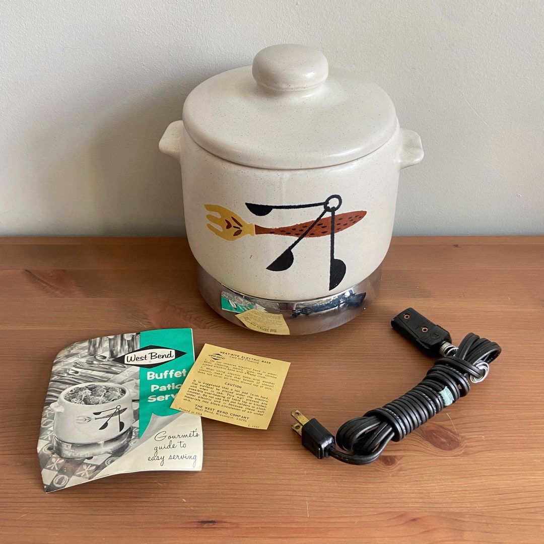 Vintage Mcm Stoneware “crock Pot” With Heated Plug in Base - Includes ...