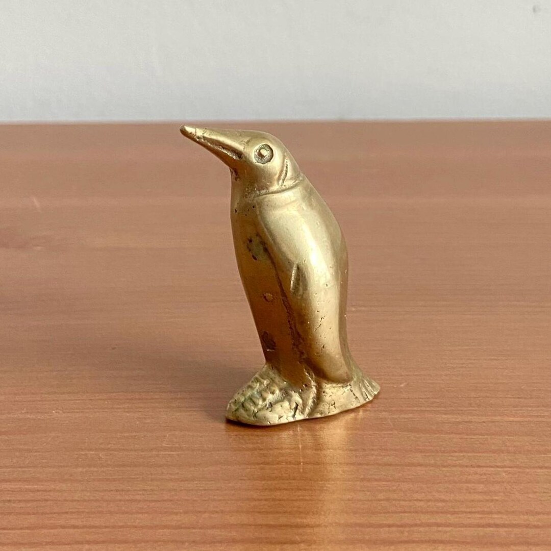 Vintage Solid Brass Penguin Figure - 2” Tall - Retro Brass Held Decor ...