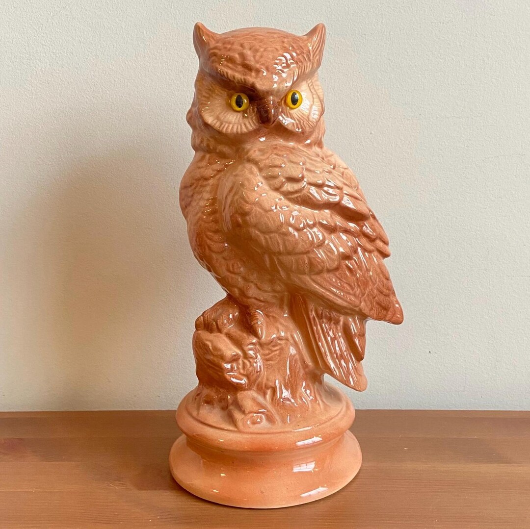 Vintage Mcm Ceramic Owl Figure - 12” T X 6” W - Retro Owl Shelf Decor ...