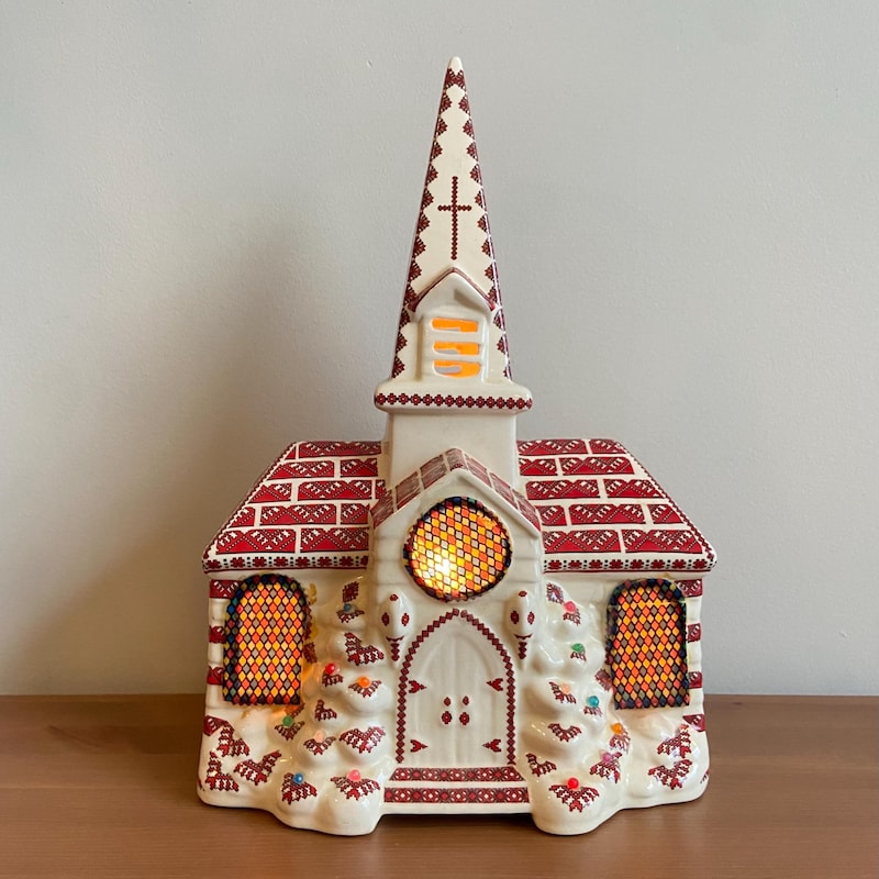 Lighted Ceramic Church - Etsy
