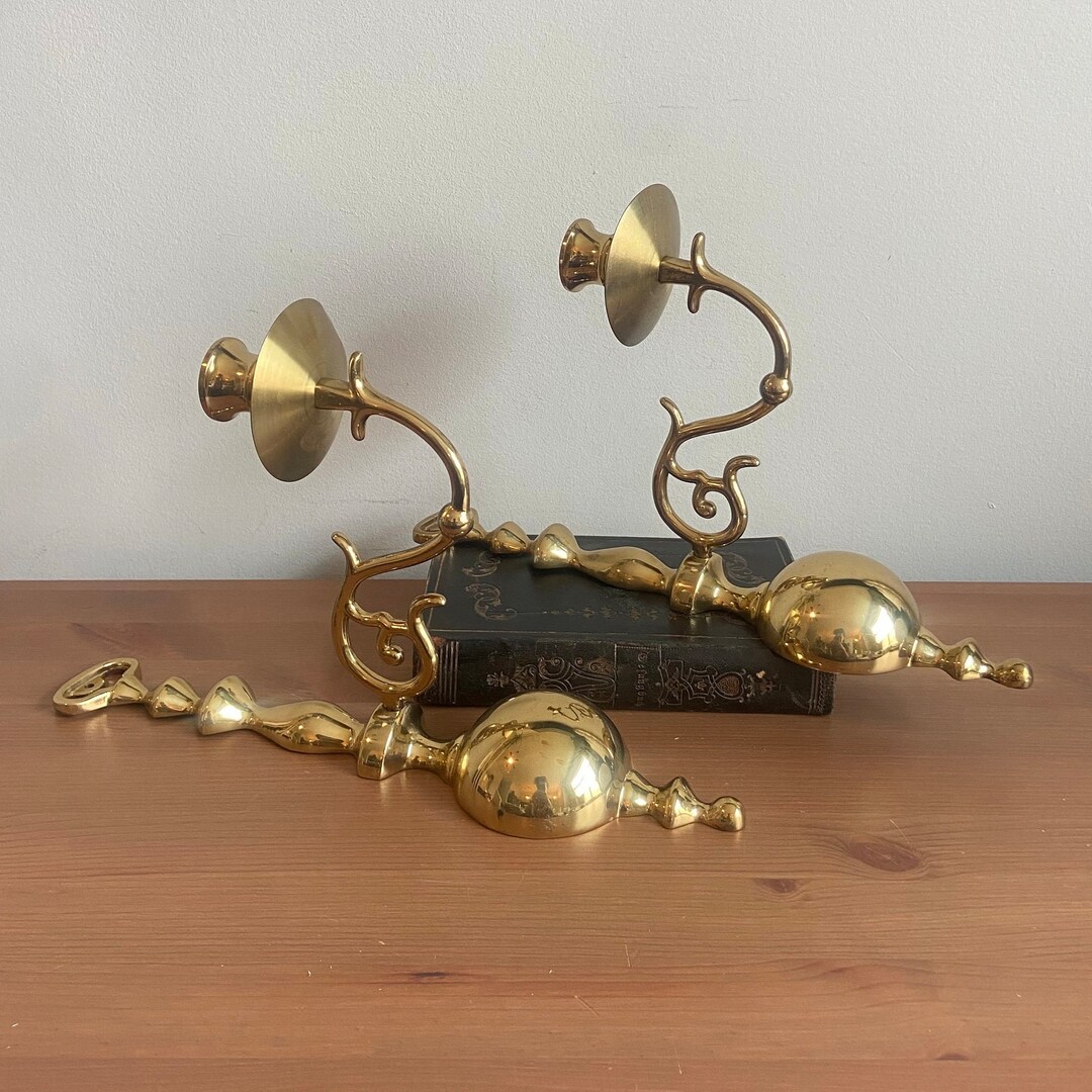 Vintage Ornate Brass Candle Wall Sconces Candle Holders Wall Hangings ...