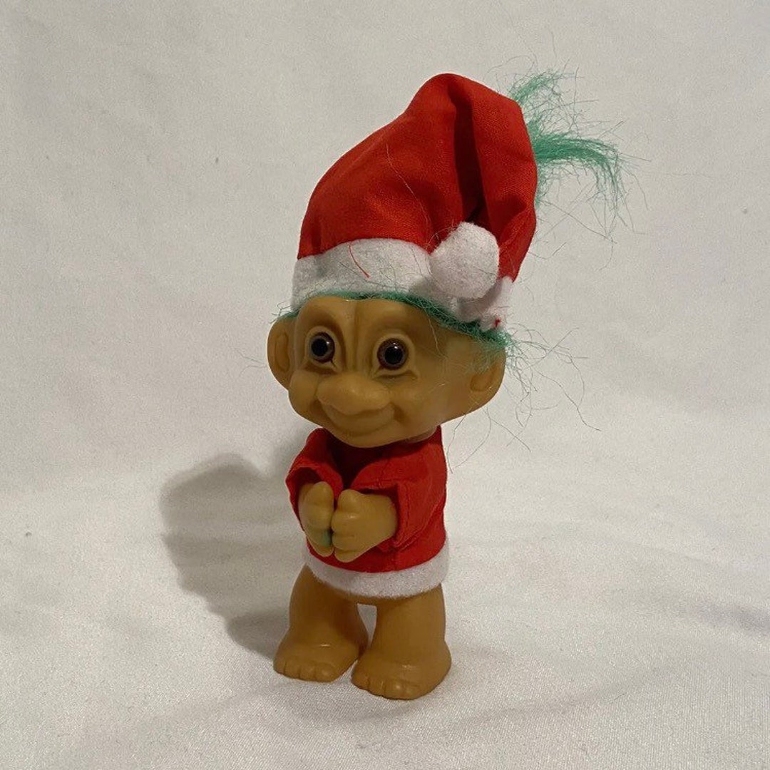 Vintage Russ Troll Doll Christmas Santa Ornament Candy Cane Holder ...