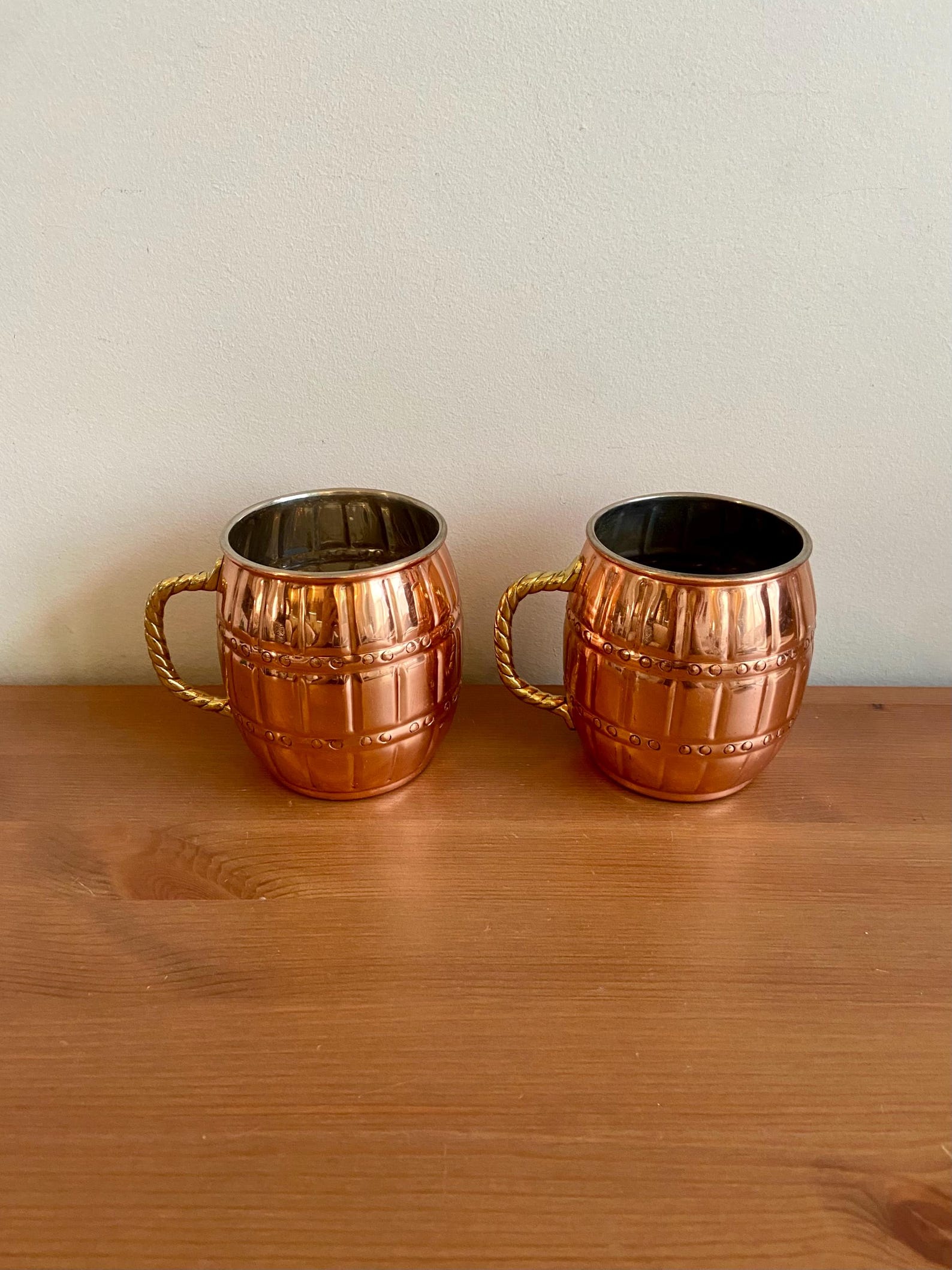 Vintage Copper Barrel Mugs - Set of 2 - Retro Barware - Etsy