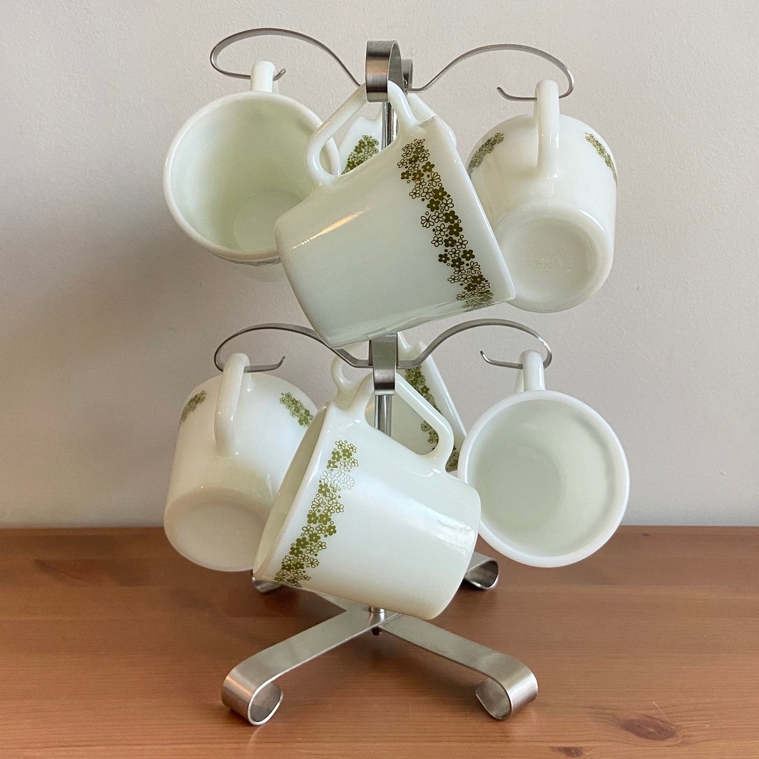 Vintage Corelle Spring Flower Milk Glass Cups - Set of 8 - Metal Mug ...