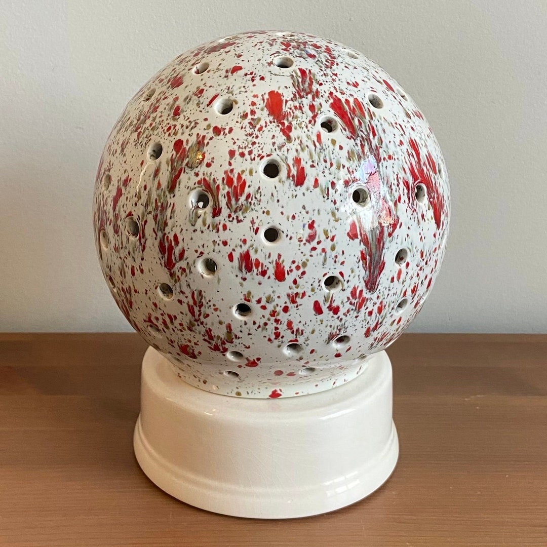 Vintage Splatterware Globe Ceramic Table Lamp - Plug in - 9” Tall X 6.5 ...