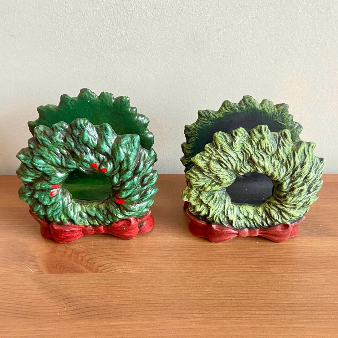 Vintage Ceramic Tampa Bay Mold Co Christmas Wreath Napkin Holder - 4.5 ...