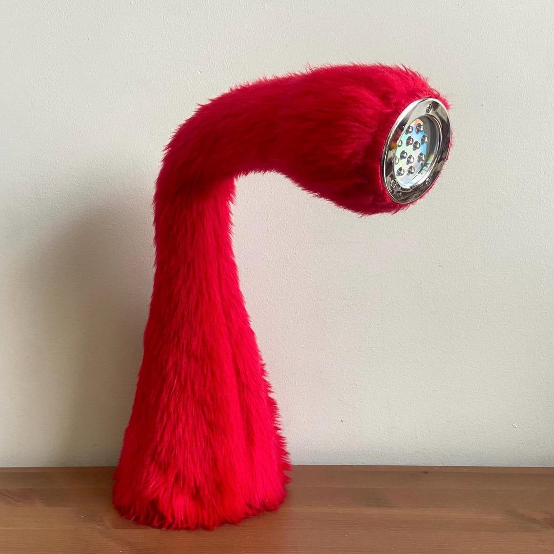 Vintage Lumisource "nessie" Red Furry Lamp - Battery Powered - Etsy