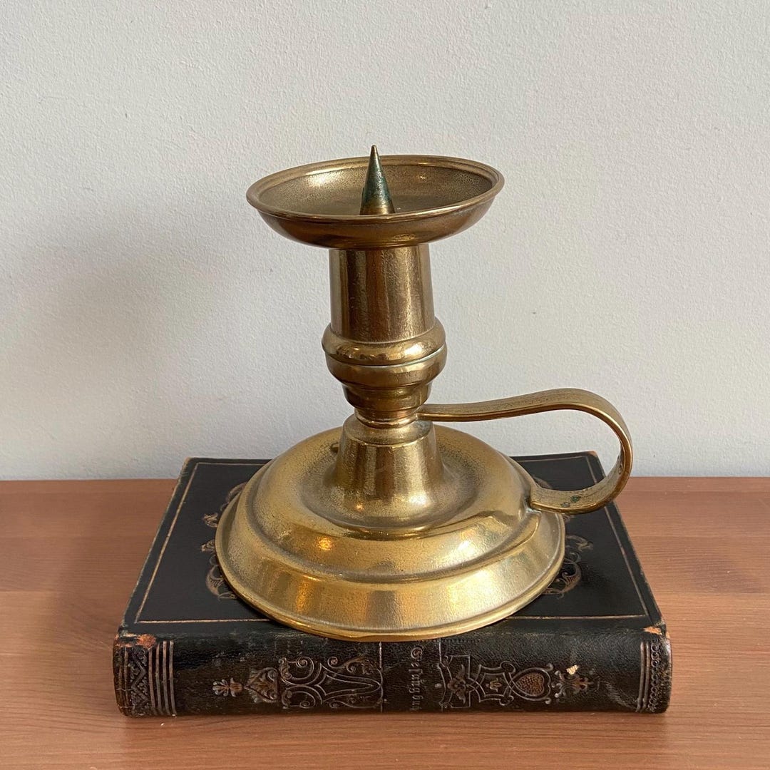 Vintage Brass Candlestick Holder With Finger Handle - Etsy