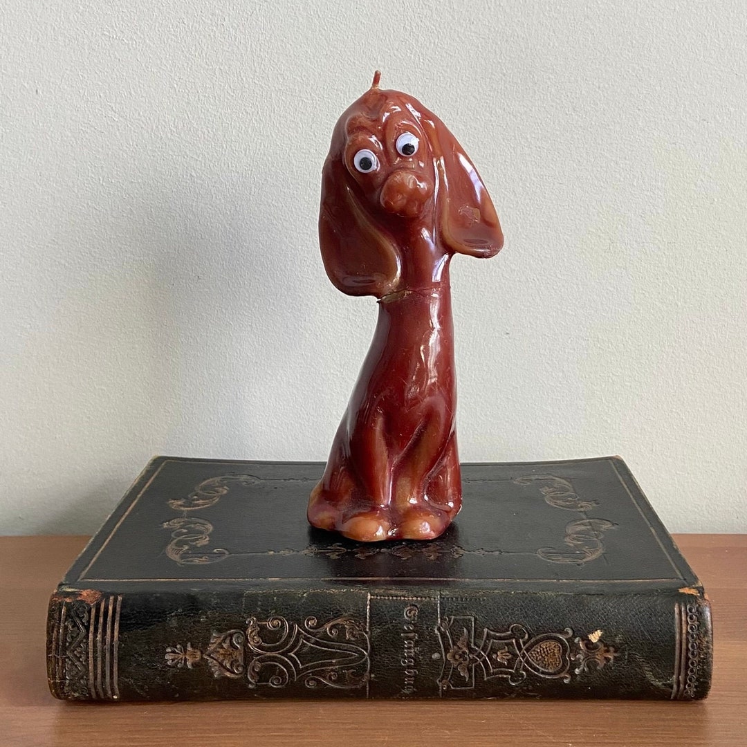 Vintage Brown Dog Candle With Googly Eyes - 5.5” Tall - Has Break in ...
