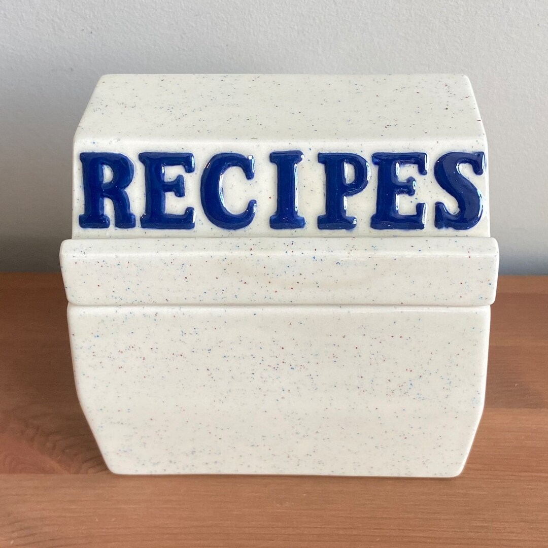 Vintage Hand Painted Ceramic Recipe Card Holder With Removable Lid ...