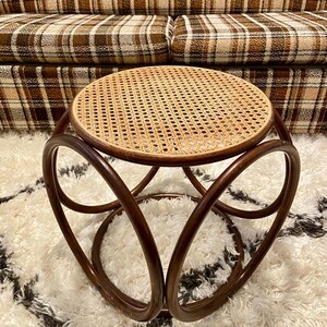 Vintage MCM Wicker and Cane Bentwood Stool - Thonet Styled Foot Rest ...