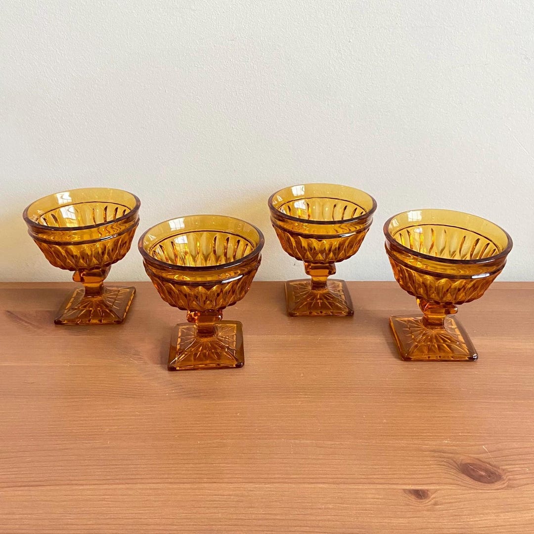 Vintage 70s Amber Indiana Glass Goblets - Set of 4 - Etsy