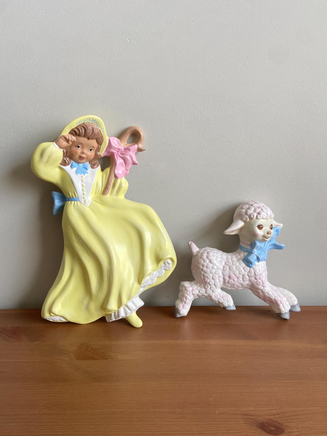 Vintage Ceramic Bo Peep With a Sheep Wall Hanging - Bo Peep 12.5” X 7 ...