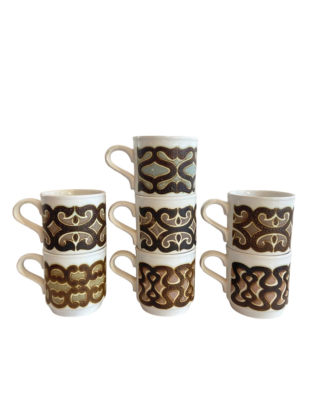 Vintage MCM Biltons Ceramic Mug Set - Set of 7 - Made in England - Etsy