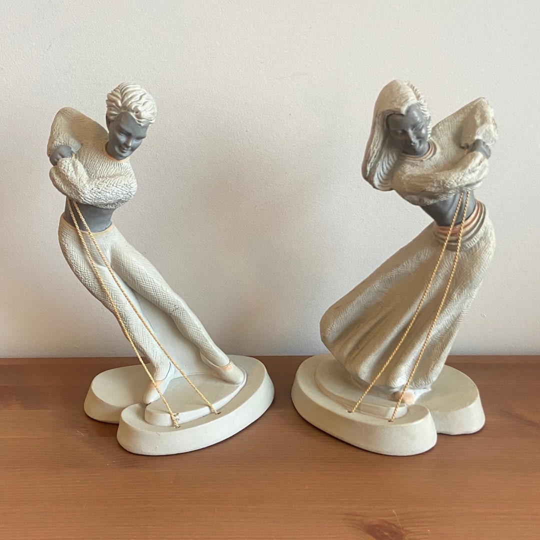 Vintage 1950s Chalk Ware Dancing Statues Set by Devon Ware - 11.5” Tall ...