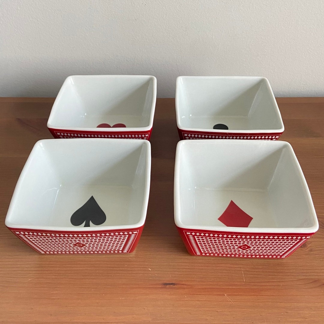 Vintage Playing Card Themed Snack Bowls - Serving Bowls - Jack Club ...