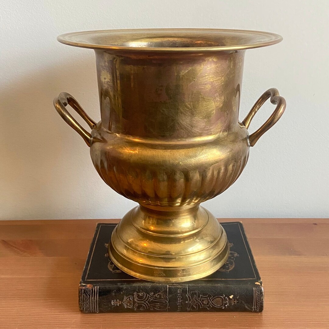 Vintage Brass Trophy Urn - Mini Champagne Container - Small Planter - 9 ...