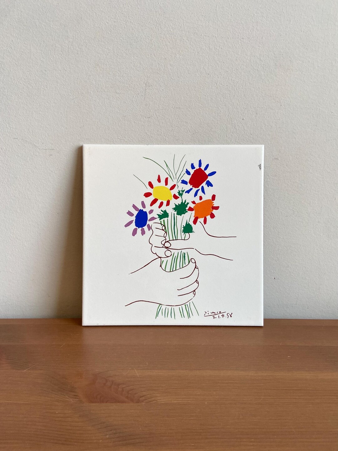 Vintage 70s Pablo Picasso Art Tile “bouquet of Peace” - Etsy