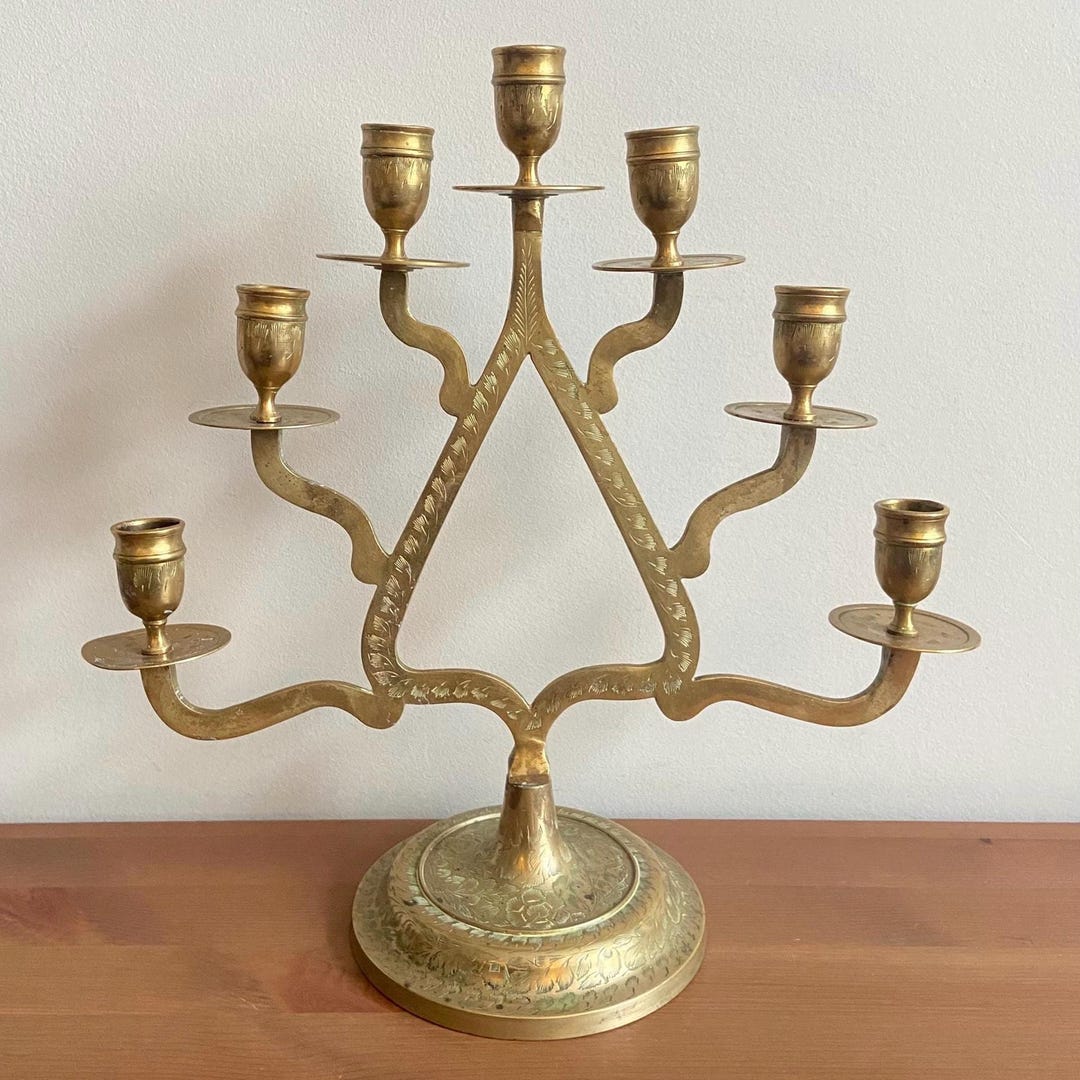 Vintage Brass 7-arm Candelabra: Retro Christmas Decor - Etsy