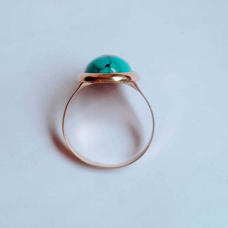 Antique Turquoise Matrix Ring. Oval Cabochon Statement Ring Arts ...