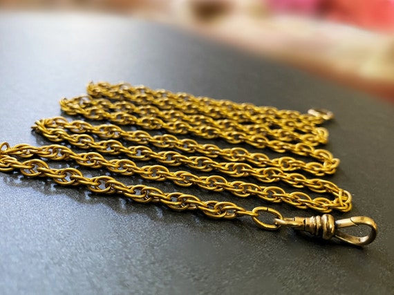 Antique Gold Fill Fancy Rope Link Chain. Matinee 26 Victorian Edwardian Simmons Dog Clip Swivel. Watch Pendant Charm Necklace Locket Etsy