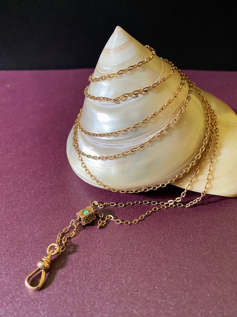 Antique Rose Gold Chain 50" Victorian Rolled Flat Trace Link. Long ...