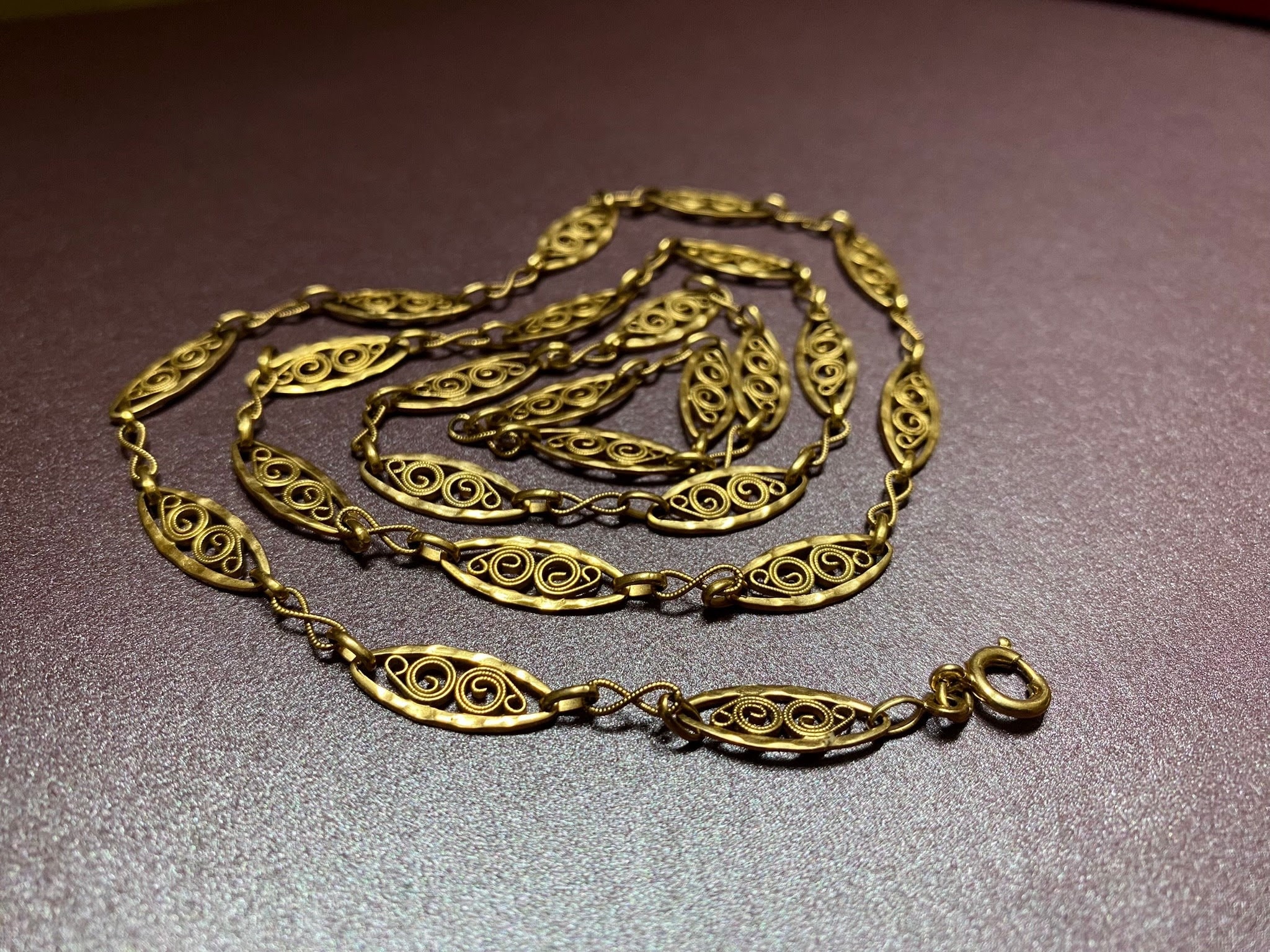 Antique Rolled Gold Chain. 28 French Mid European Victorian Edwardian ...