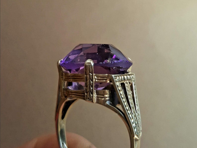 Art Deco Amethyst Ring, 14k Green Gold, Philip Klein, Circa 1920, US 5 ...