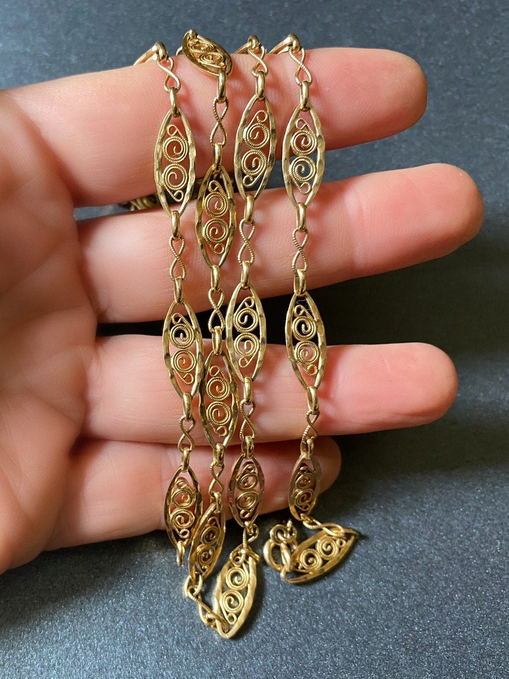 Antique Rolled Gold Chain. 28 French Mid European Victorian Edwardian ...