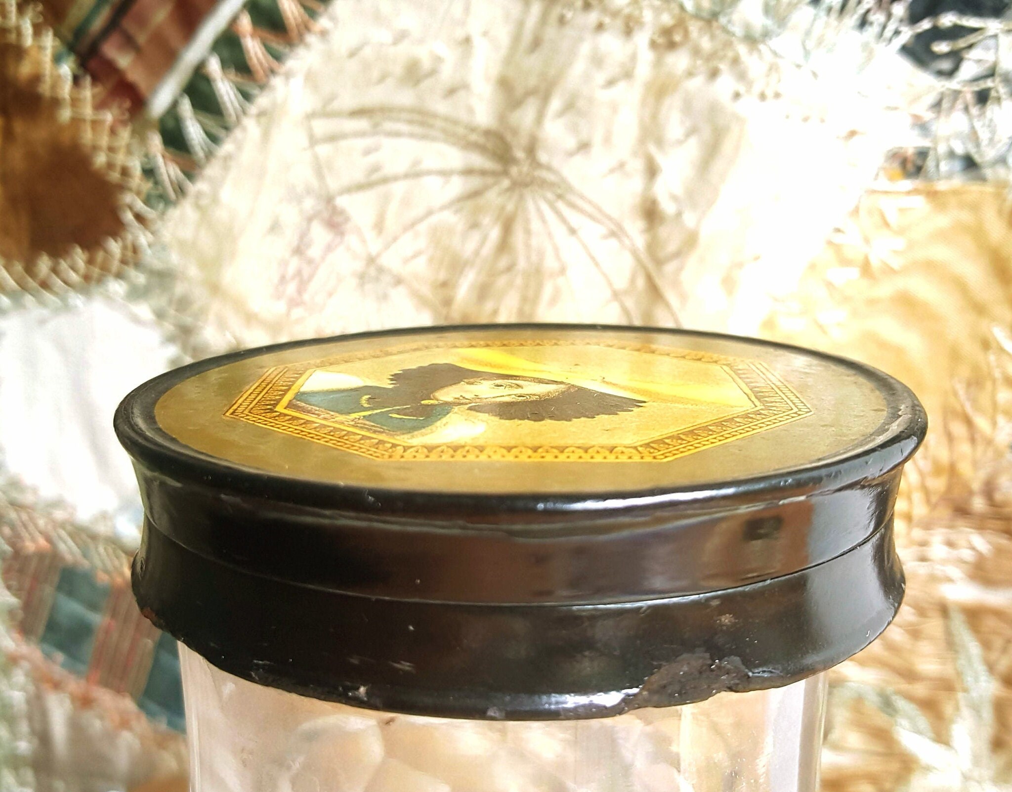 Antique Papier Mache Snuff Box. Black Laquer Stobwasser, Transfer of ...