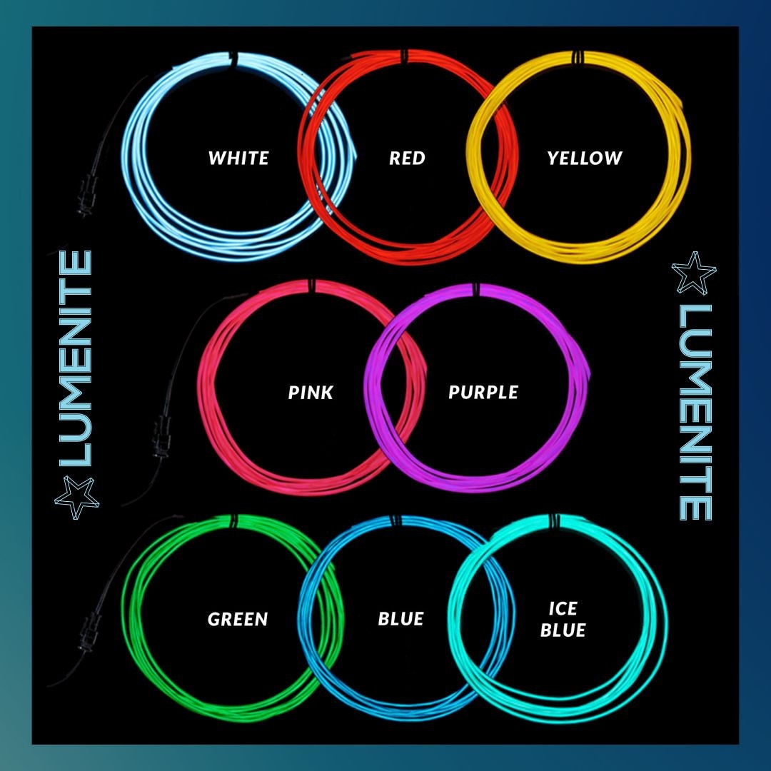 EL Light Wire (9FT) & Adapter - 8 Colors | Flexible Neon Flashing Light ...