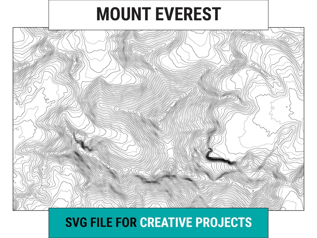Mount Everest Contour Line Topographic Map SVG Data for Laser - Etsy