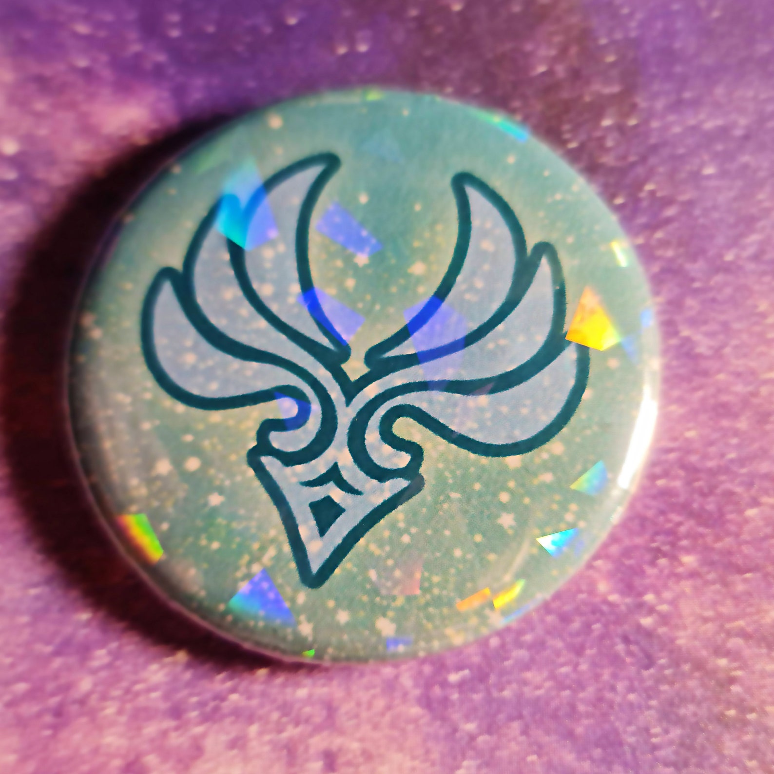 Holographic Genshin Element Pin Button Badges | Etsy