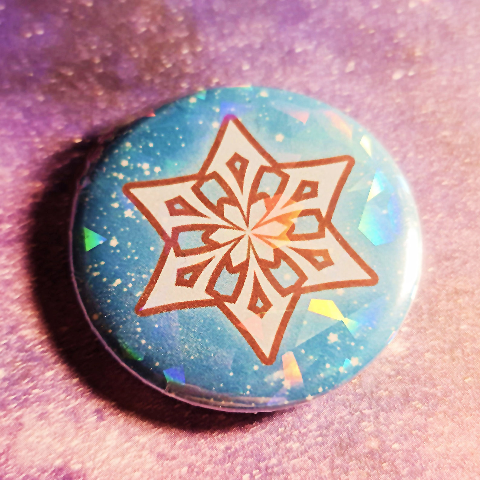 Holographic Genshin Element Pin Button Badges | Etsy