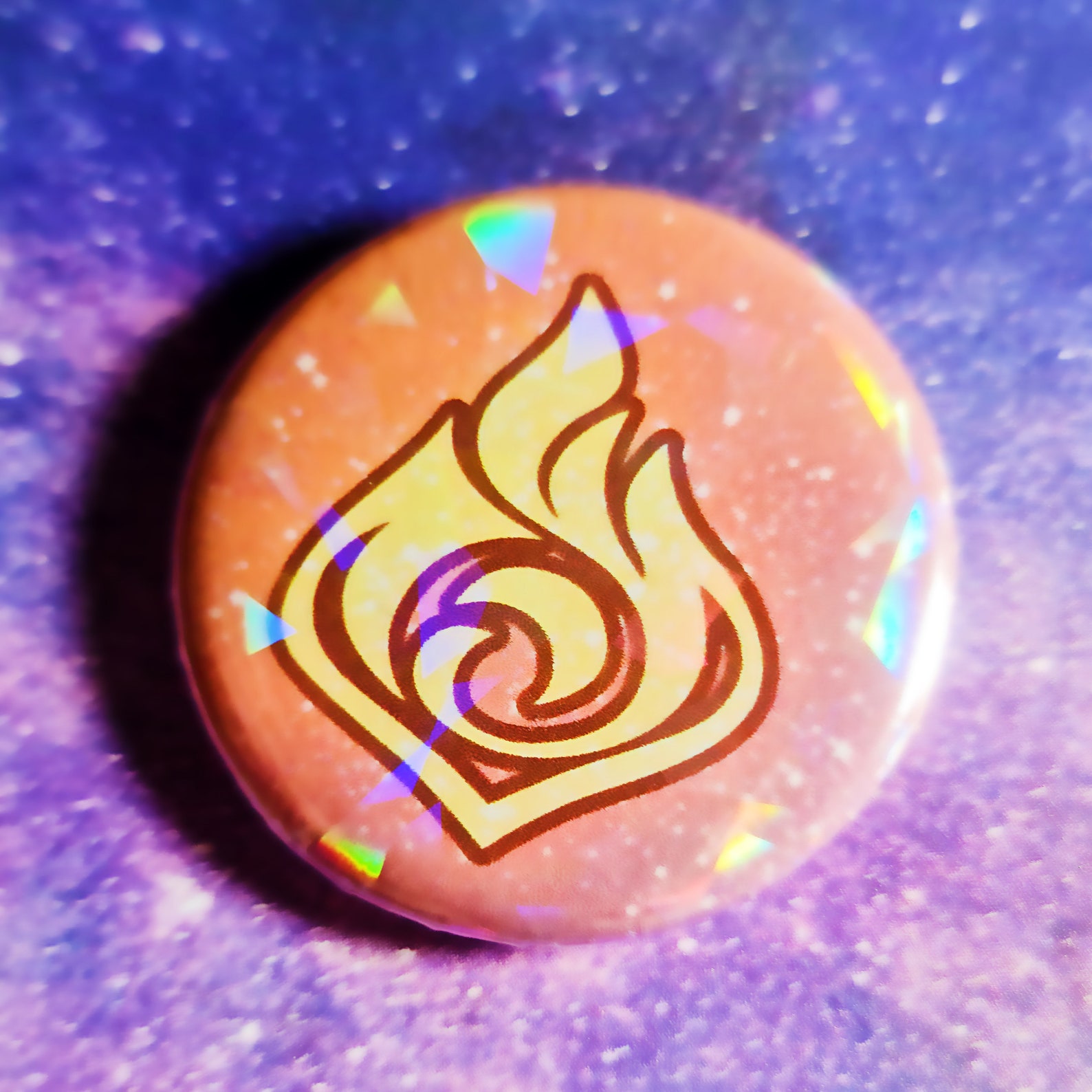 Holographic Genshin Element Pin Button Badges - Etsy